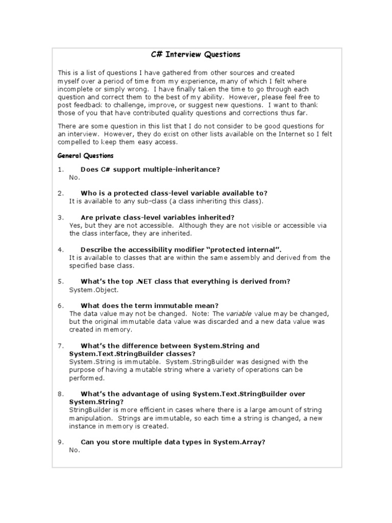 C Interview Questions Download Free Pdf Class Computer Programming Method Computer