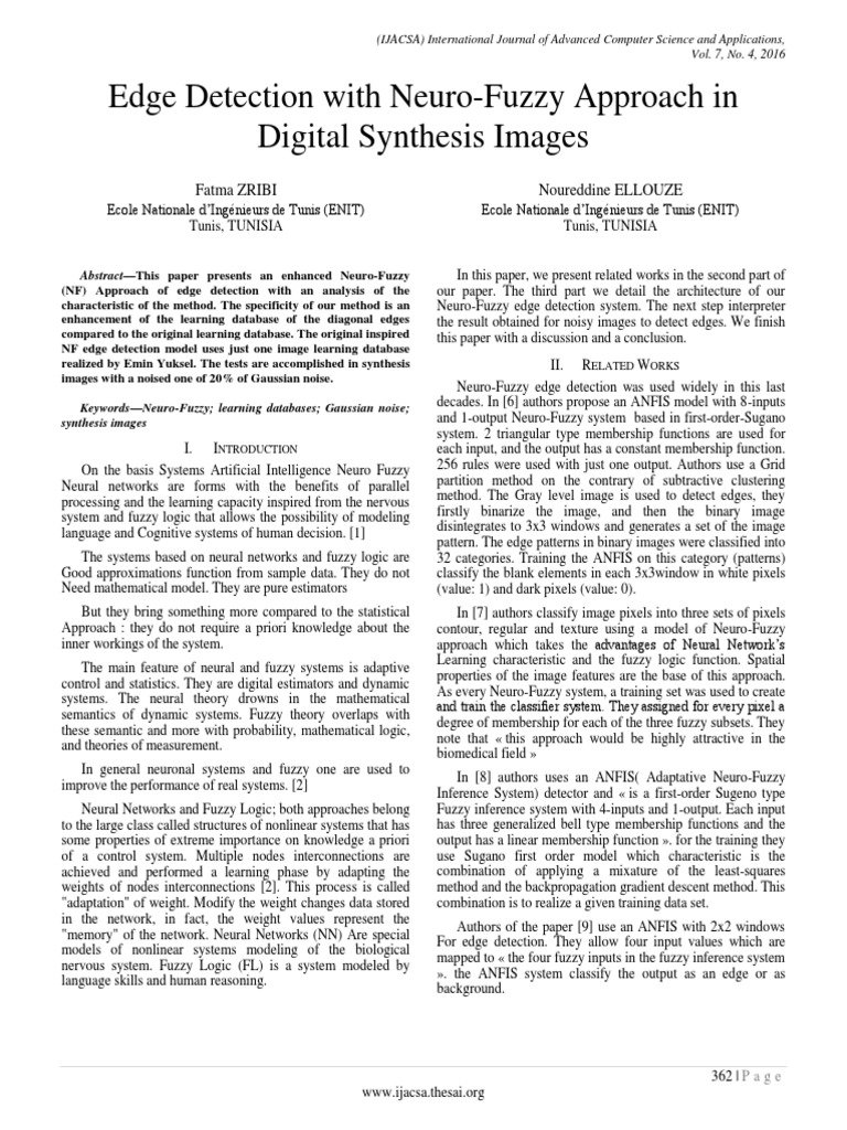 Edge Detection With Neuro Fuzzy Approach In Digita Pdf Fuzzy Logic Artificial Neural Network