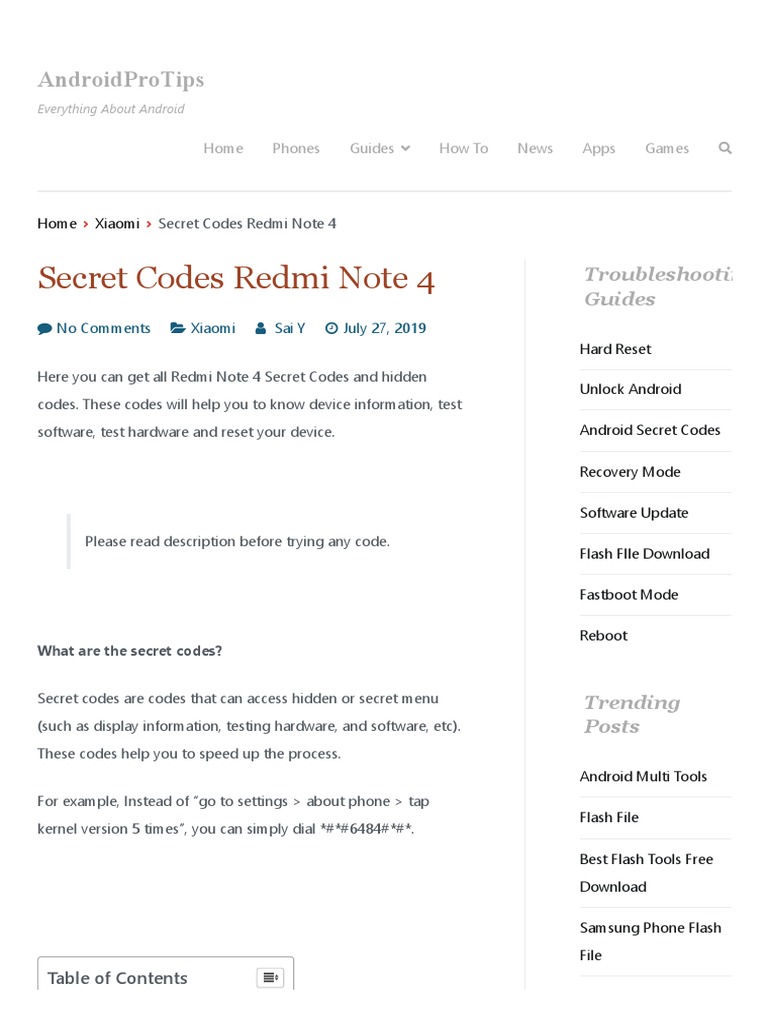 Secret Codes Redmi Note 4: Androidprotips | PDF | Android (Operating ...