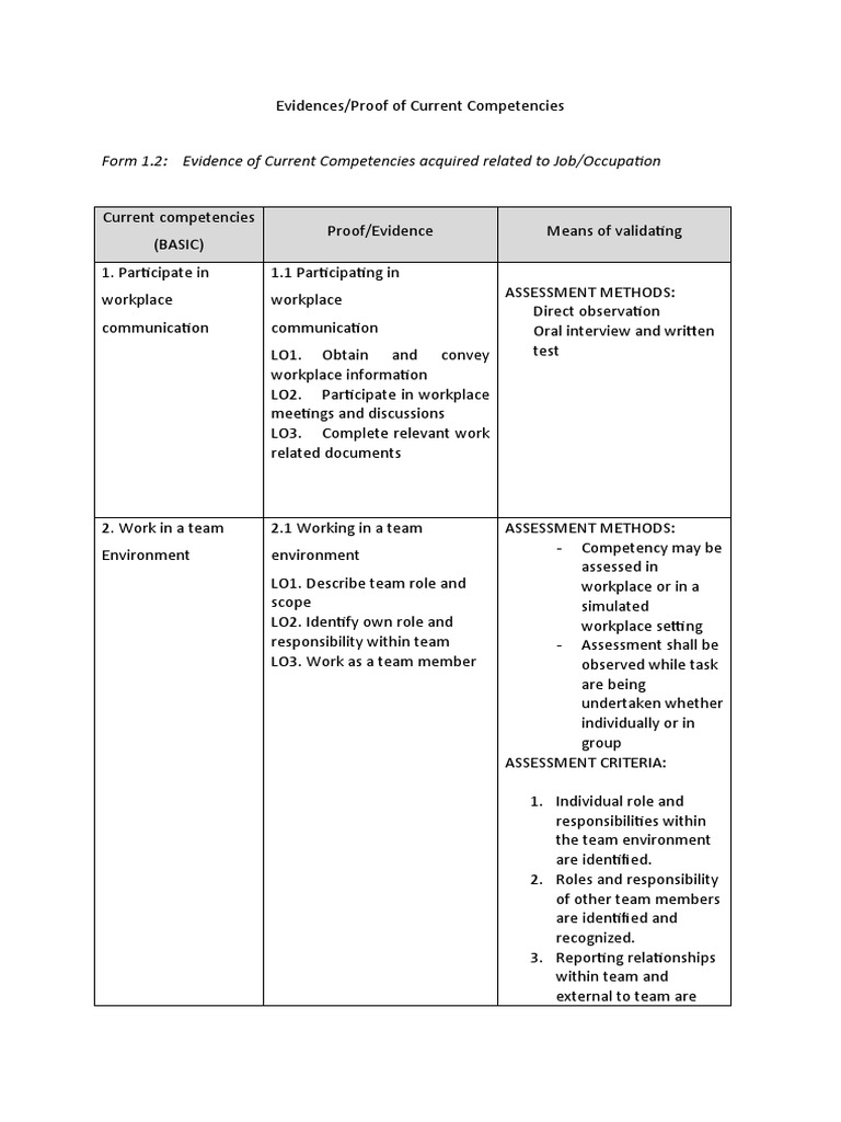 02B Evidences-Proof of Current Competencies | PDF | Occupational Safety ...