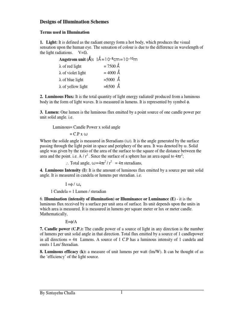 Calculations and Designs of Lighting Scheme PDF | PDF | Lighting | Light