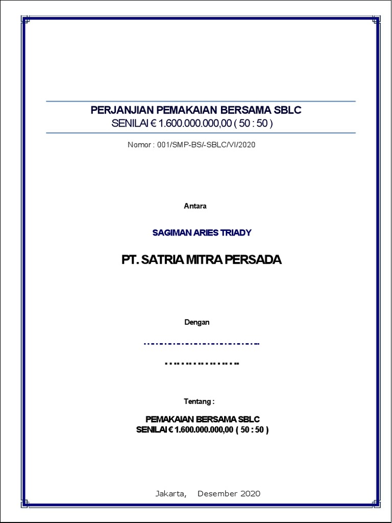 Draft Mou Pemakaian Bersama SBLC | PDF