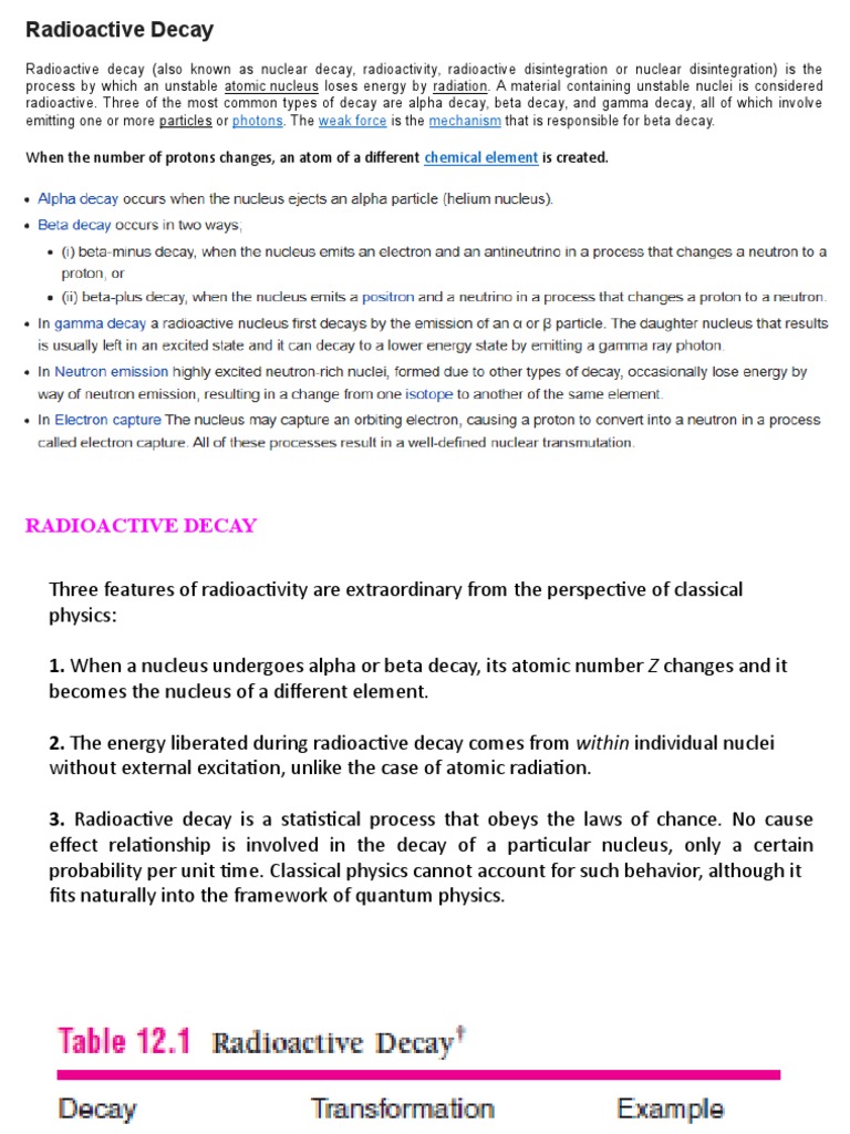Radioactive Decay: When The Number of Protons Changes, An Atom of A ...