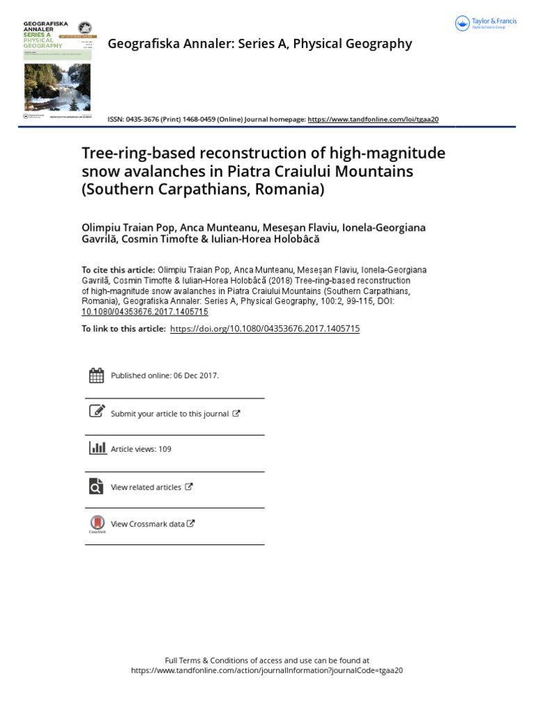 Tree Ring Based Reconstruction of High Magnitude Snow Avalanches in ...