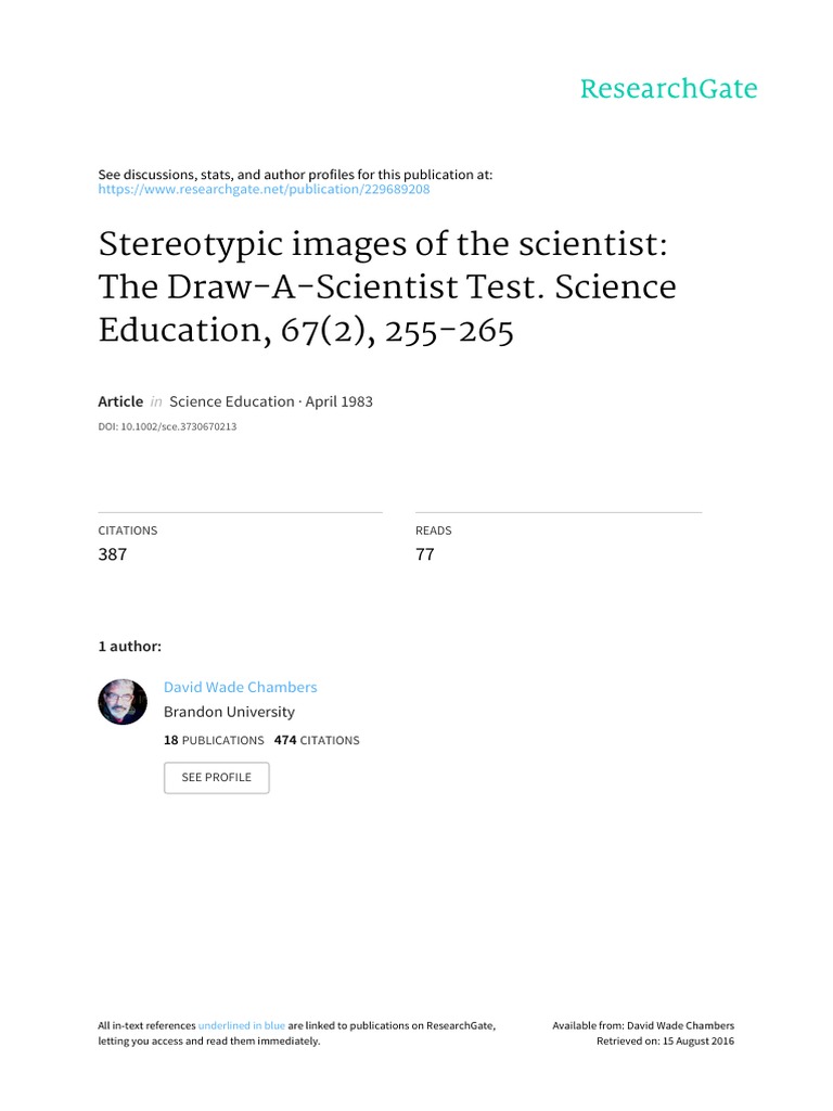Draw-A-Scientist Test Analysis | PDF | Psychological Concepts | Science