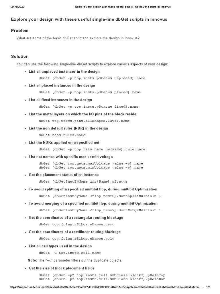 Explore Your Design With These Useful Single-Line Dbget Scripts in Innovus | PDF | Computer ...