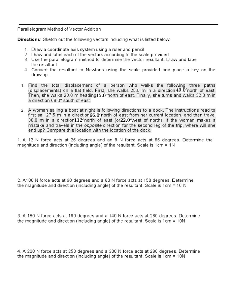 Parallelogram Method of Adding Vectors | PDF