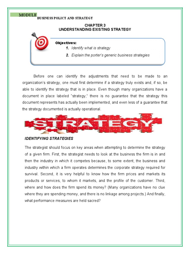Chapter 3 Understanding Existing Strategy | PDF | Strategic Management ...