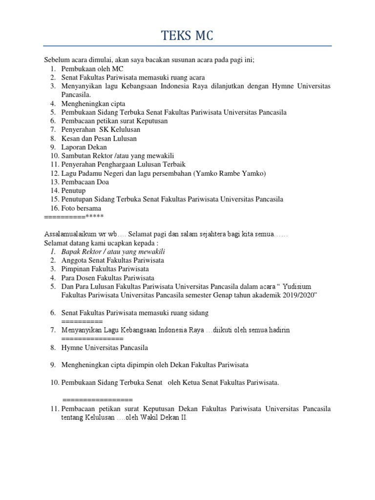 TEKS MC Yudisium Genap 19 | PDF