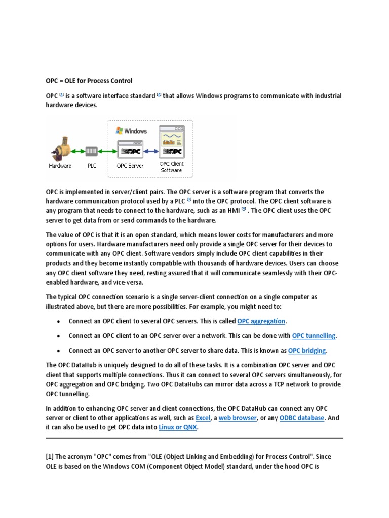 OPC OLE For Process Control: OPC Aggregation OPC Tunnelling OPC ...