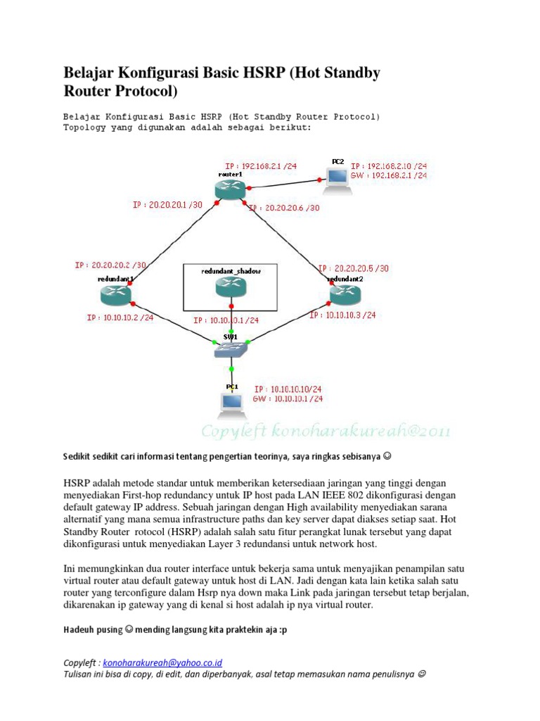Belajar Konfigurasi Basic HSRP | PDF