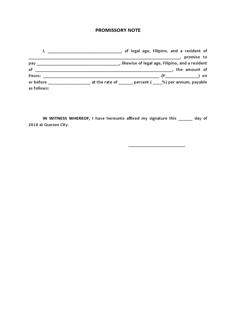 PROMISSORY NOTE Sample | PDF