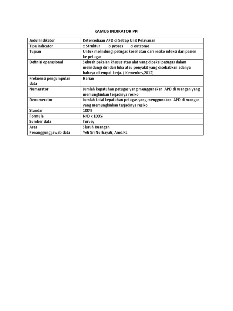 Kamus Indikator PPI Dan CS | PDF