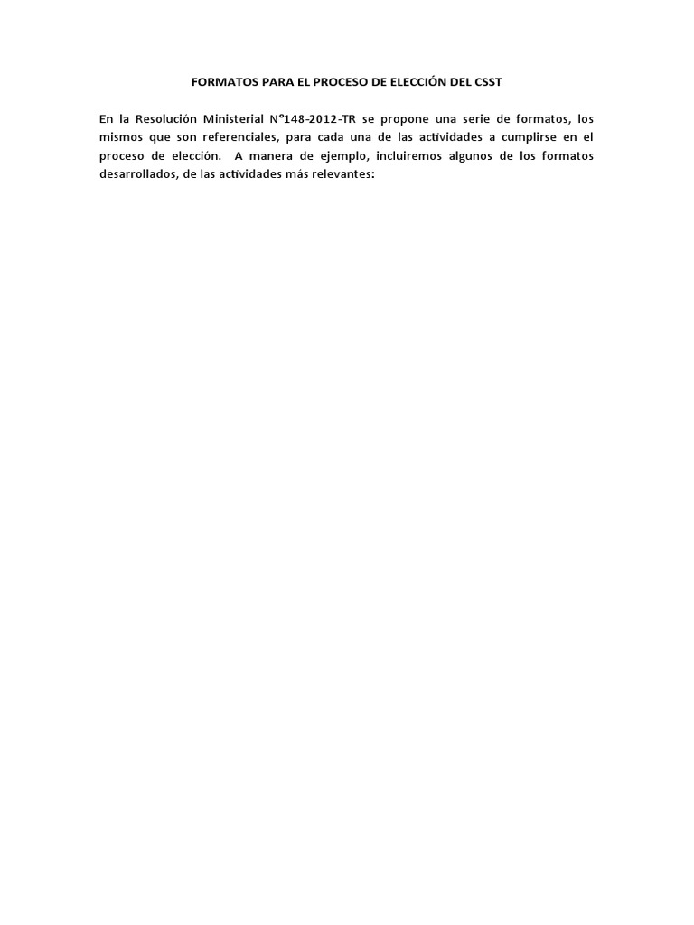 Descargable5 - FORMATOS - Proceso de Elección CSST | PDF | Elecciones ...