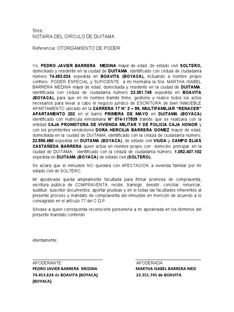 Formato Poder Representacion | PDF | Derecho