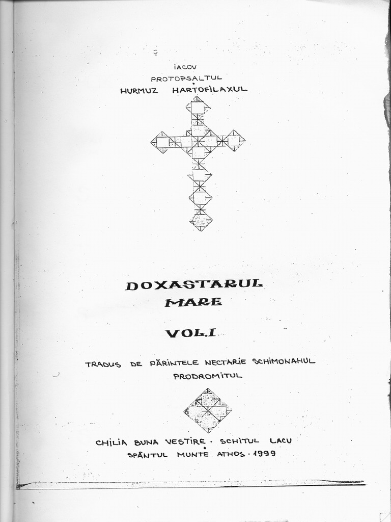 Doxastar Vol.1 de Iacov Protopsaltul Și Hurmuz Hartofilax PDF | PDF
