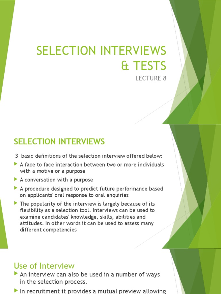 Selection Interview Best Practices | PDF | Test (Assessment) | Interview