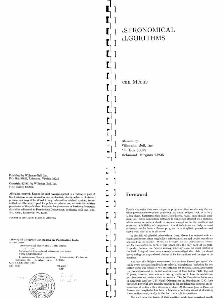 Jean Meeus Astronomical Algorithms | PDF