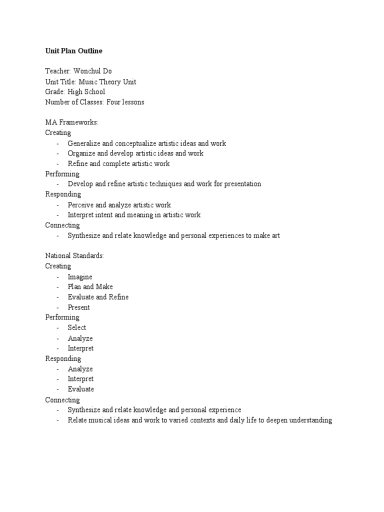 High School Music Theory Unit Plan | PDF | Chord (Music) | Harmony