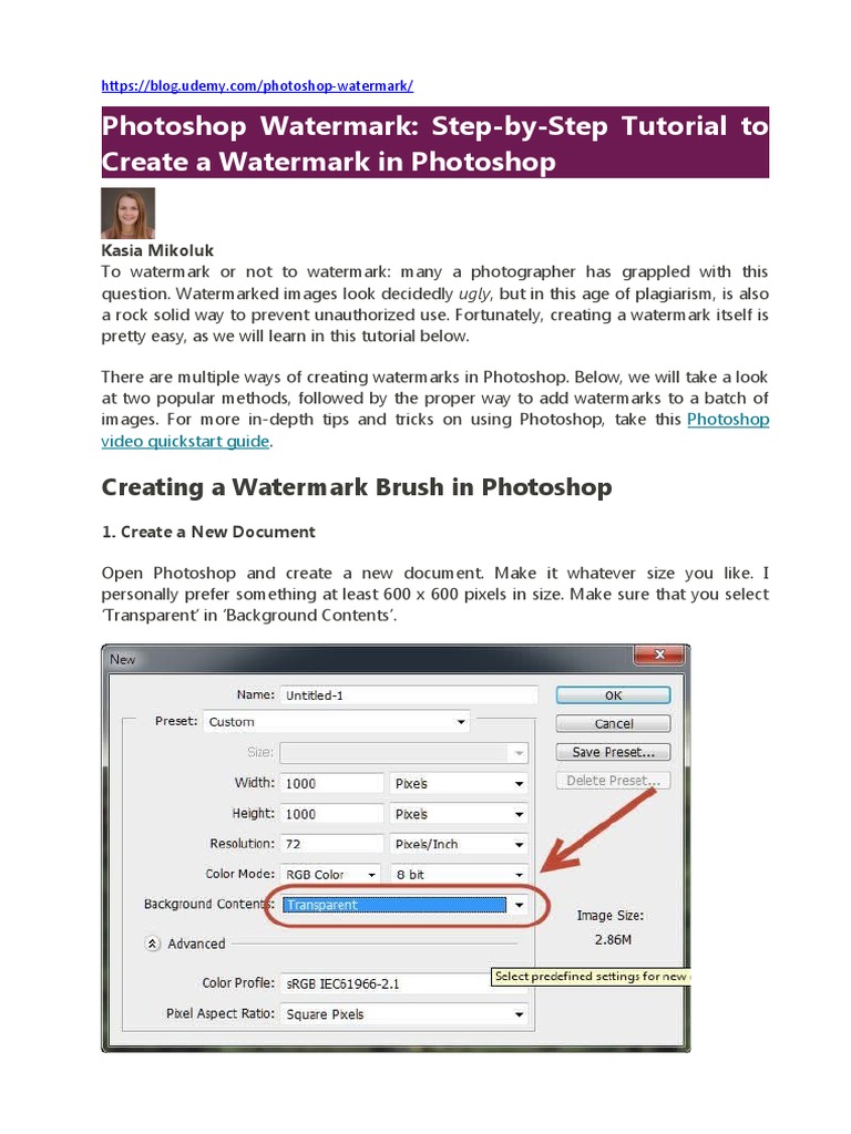 Photoshop Watermark Tutorial Guide | PDF | Adobe Photoshop | Computing