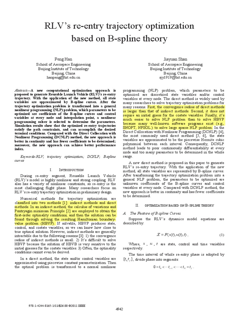RLV's Re-Entry Trajectory Optimization Based On B-Spline Theory | Download Free PDF ...