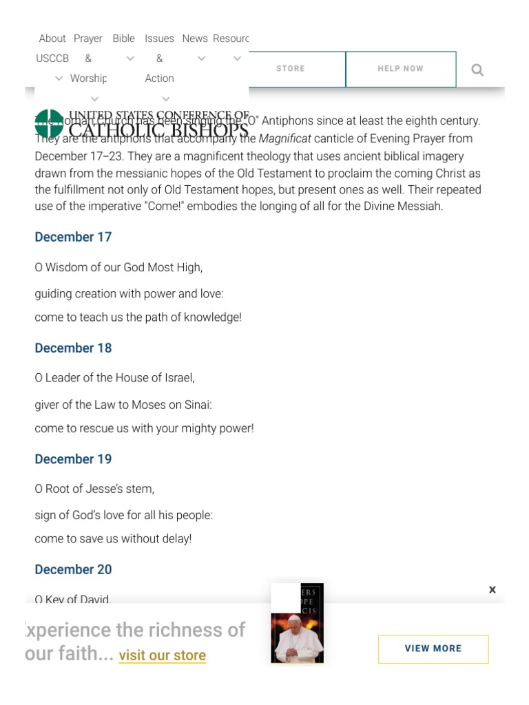 The - O Antiphons - of Advent - USCCB | Download Free PDF | Mass ...
