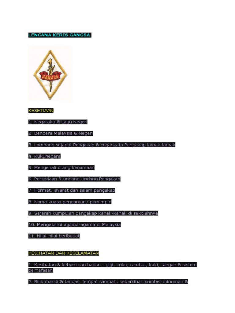 Lencana Keris Gangsa | PDF
