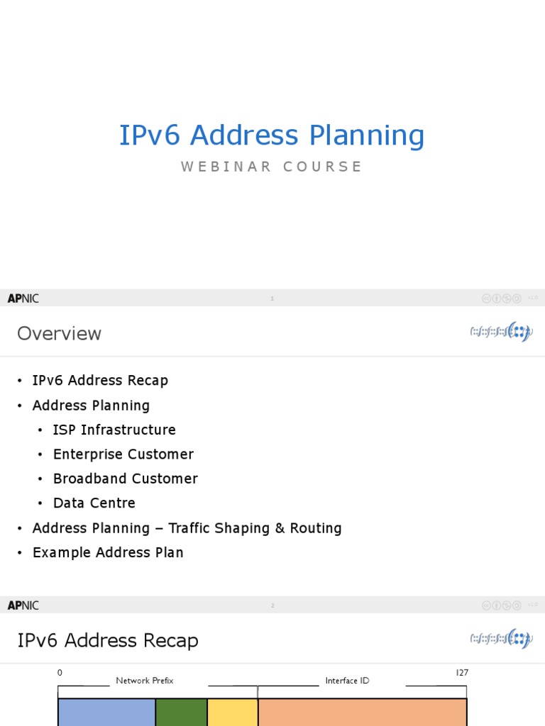IPv6 Address Planning Webinar Guide | PDF | I Pv6 | Wide Area Network