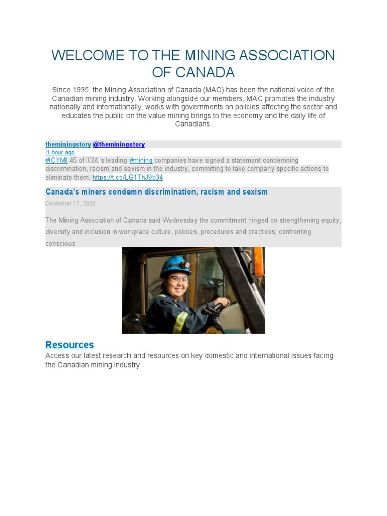 Canadian Mining Industry Resources | PDF