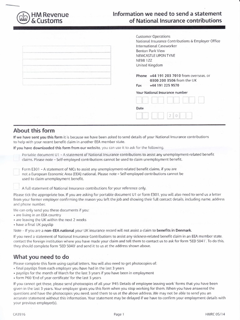 HM Revenue Customs To Of: Lnformation Statement Contributions | PDF ...