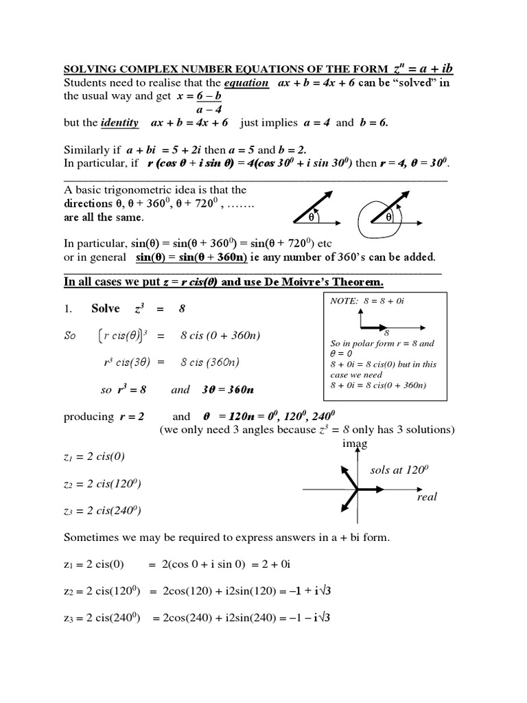 Solving Complex Number Equations Using De Moivre's Theorem and Expressing Solutions in Polar ...