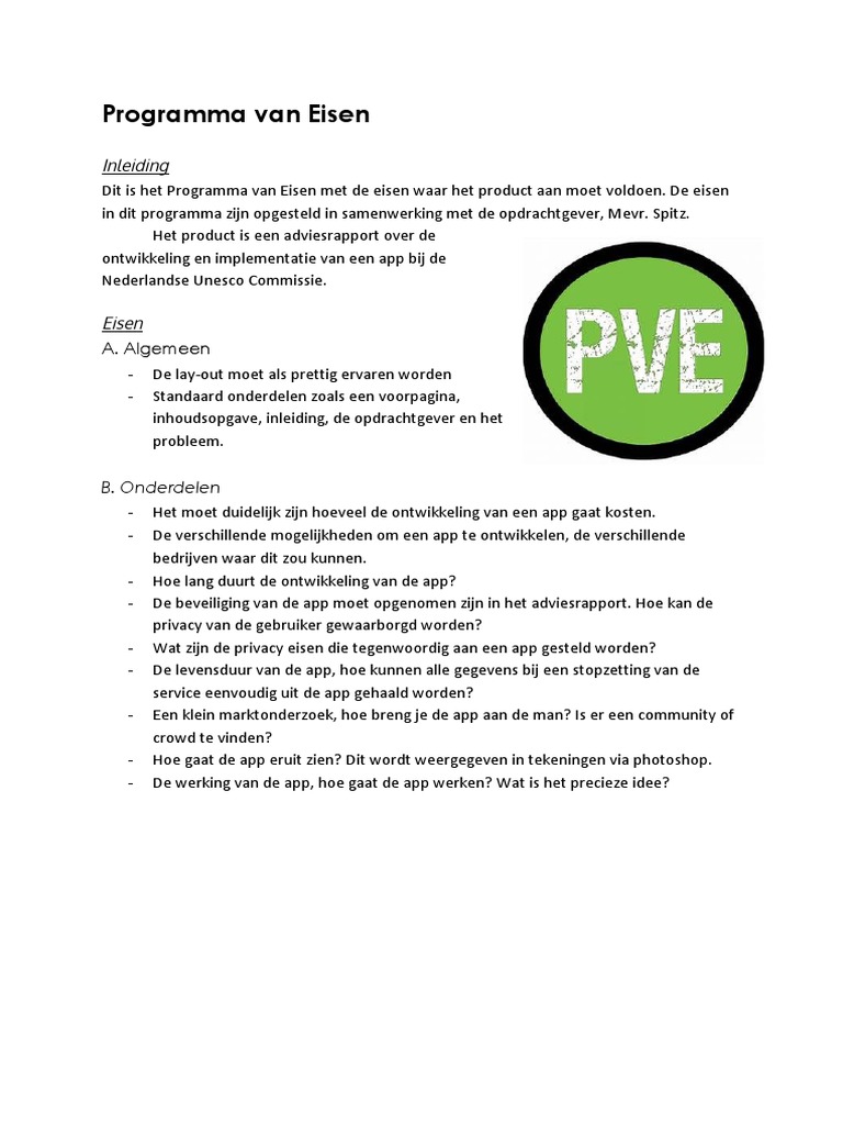 Programma Van Eisen | PDF