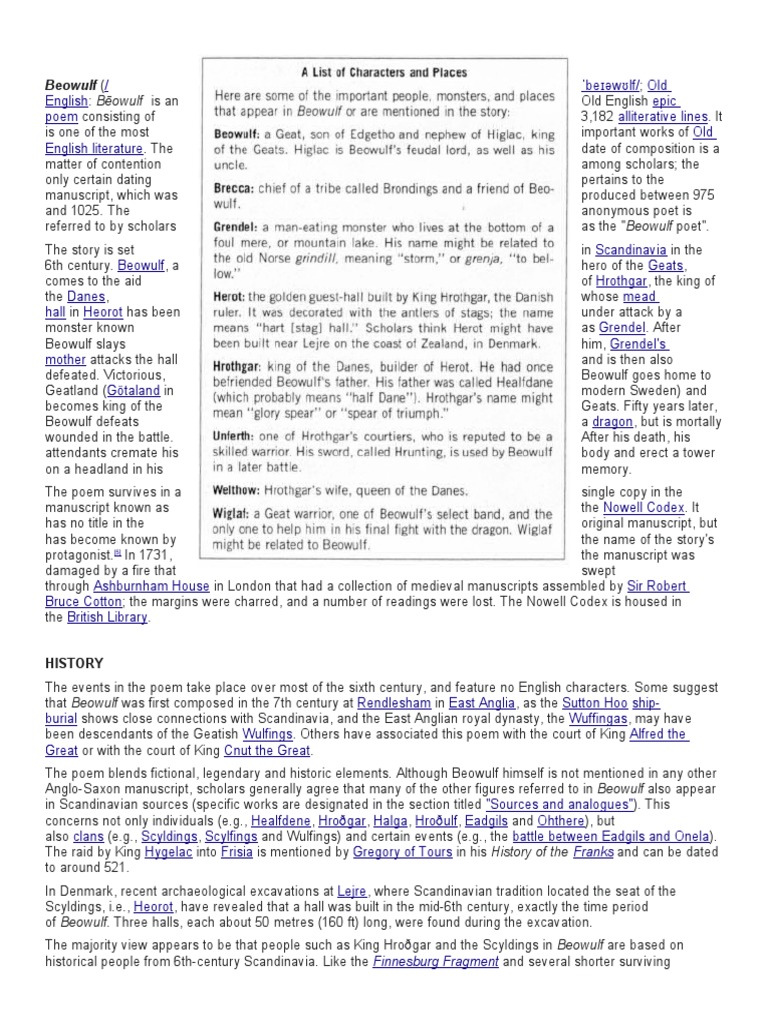 The Epic Tale of Beowulf: A Summary of the Old English Poem Focusing on ...