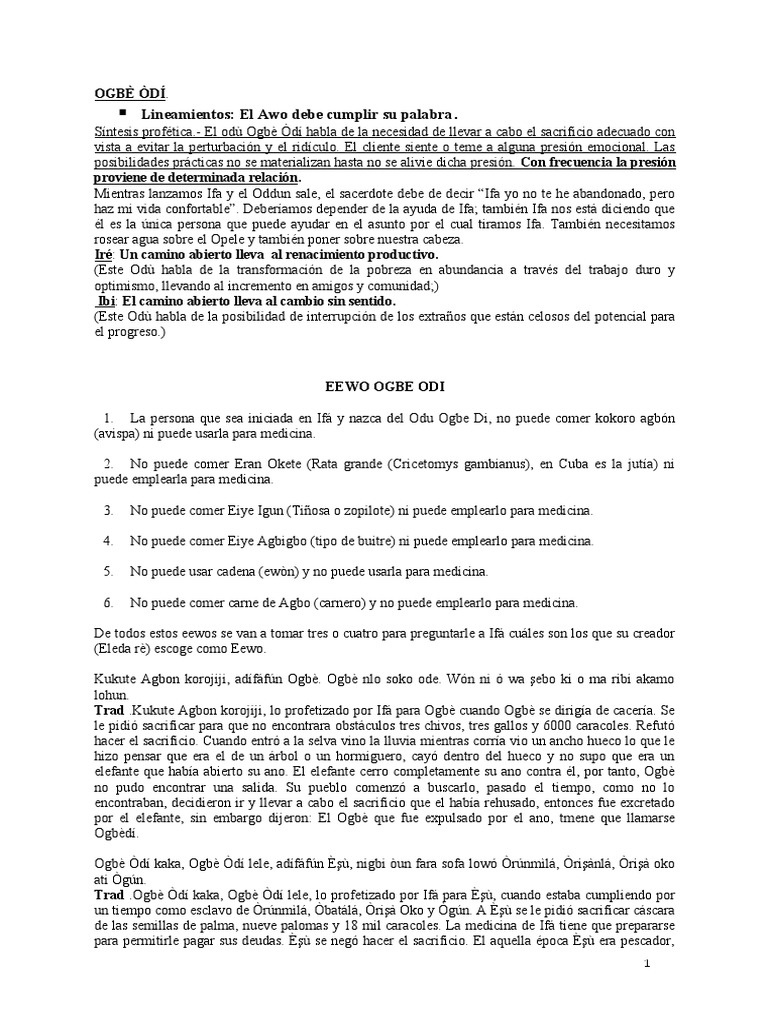 Ogbè Òdí: Sacrificios y Transformaciones | PDF | Religión y creencia
