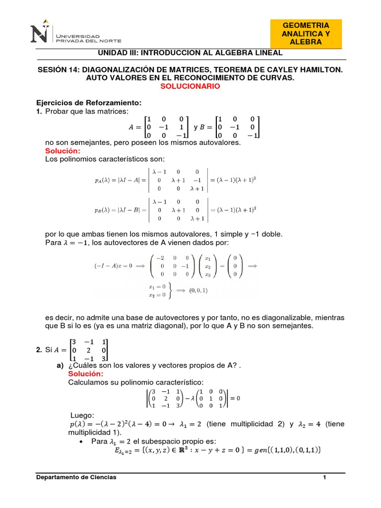 Solucionario-Ht-S14-Diagonalizacion de Matrices y Formas Cuadraticas | Descargar gratis PDF ...