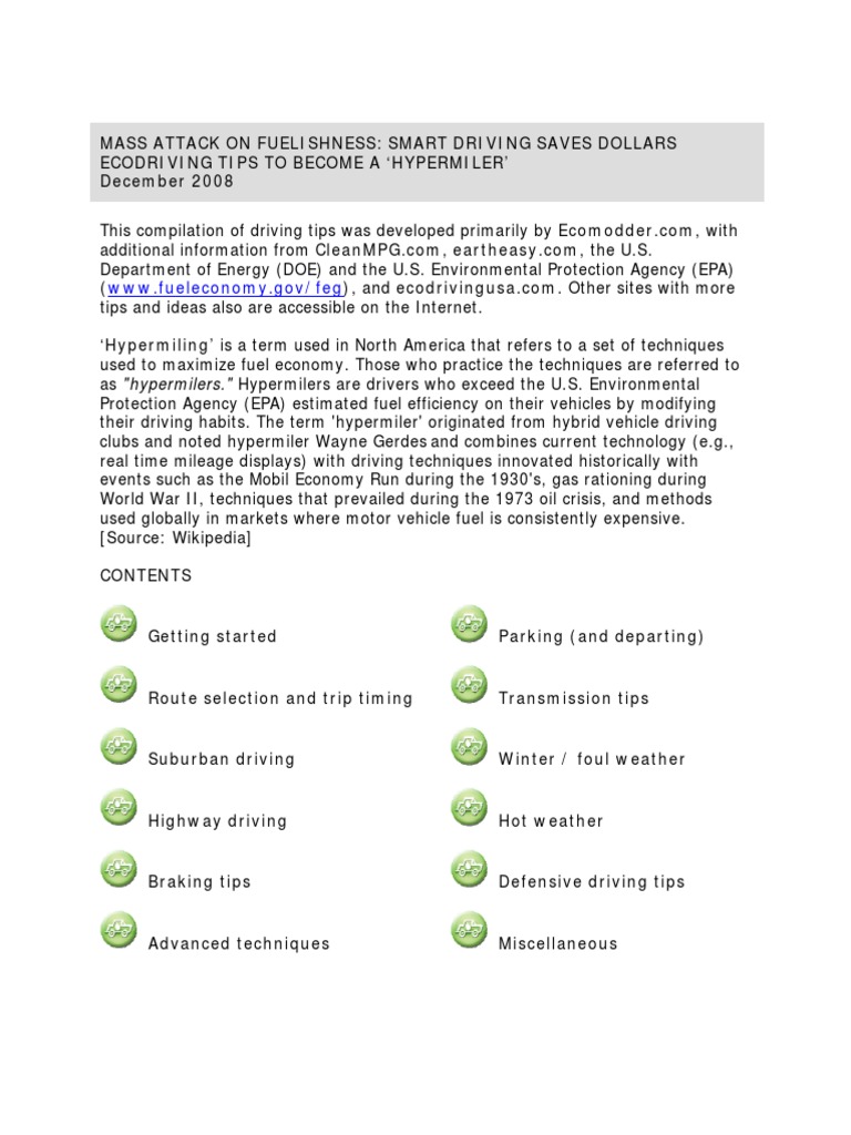 Hypermiler PDF | PDF | Fuel Economy In Automobiles | Automatic Transmission