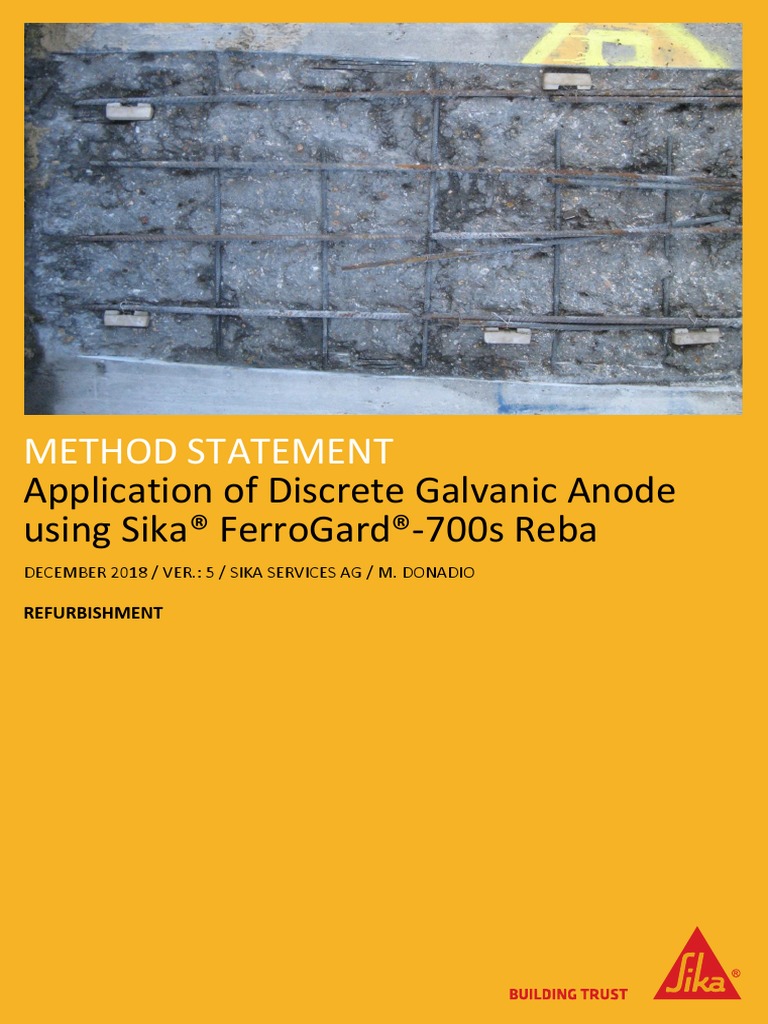 Application of Discrete Galvanic Anode Using Sika FerroGard-700s Reba ...
