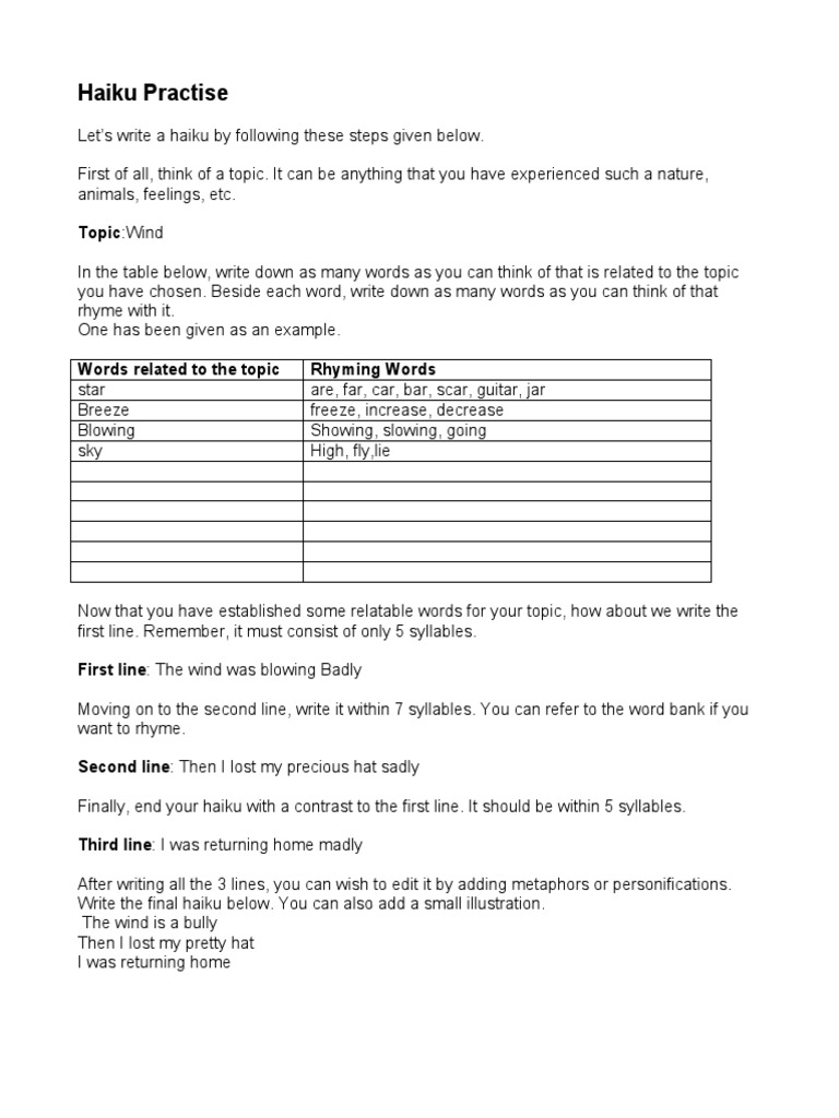 How to Write a Haiku: Step-by-Step Guide | PDF | Language Arts ...
