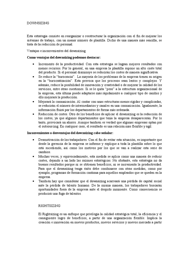 DOWNSIZING | PDF | Crecimiento personal y profesional | Negocios