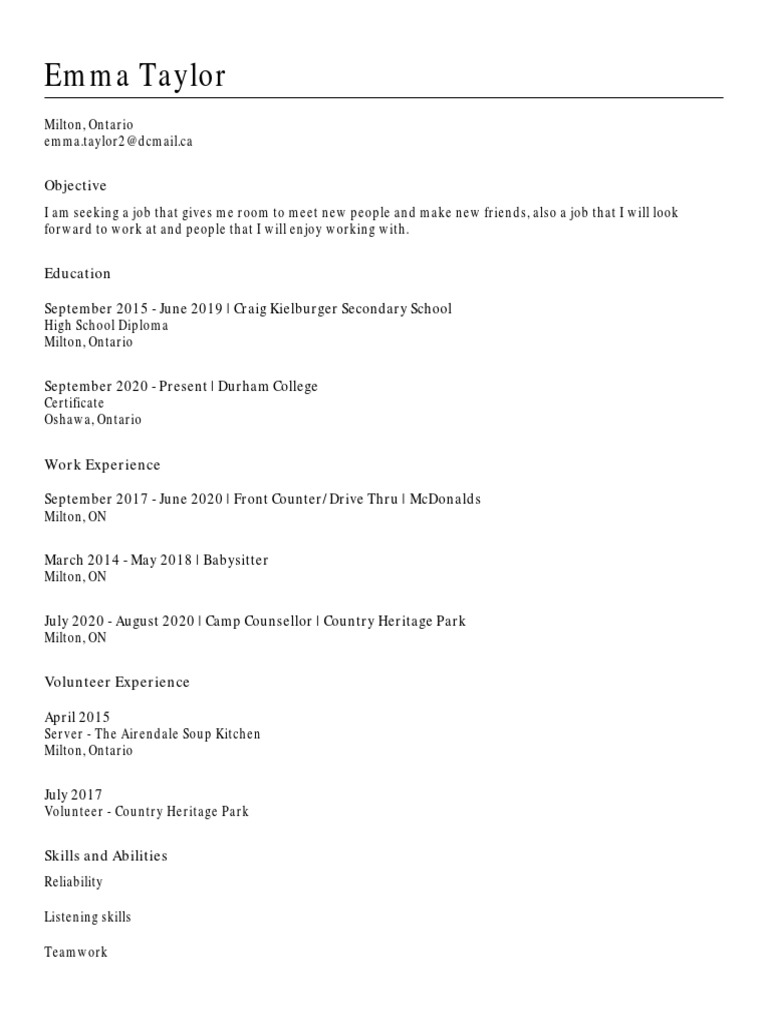 Emma Taylor Resume - Emma Resume | PDF