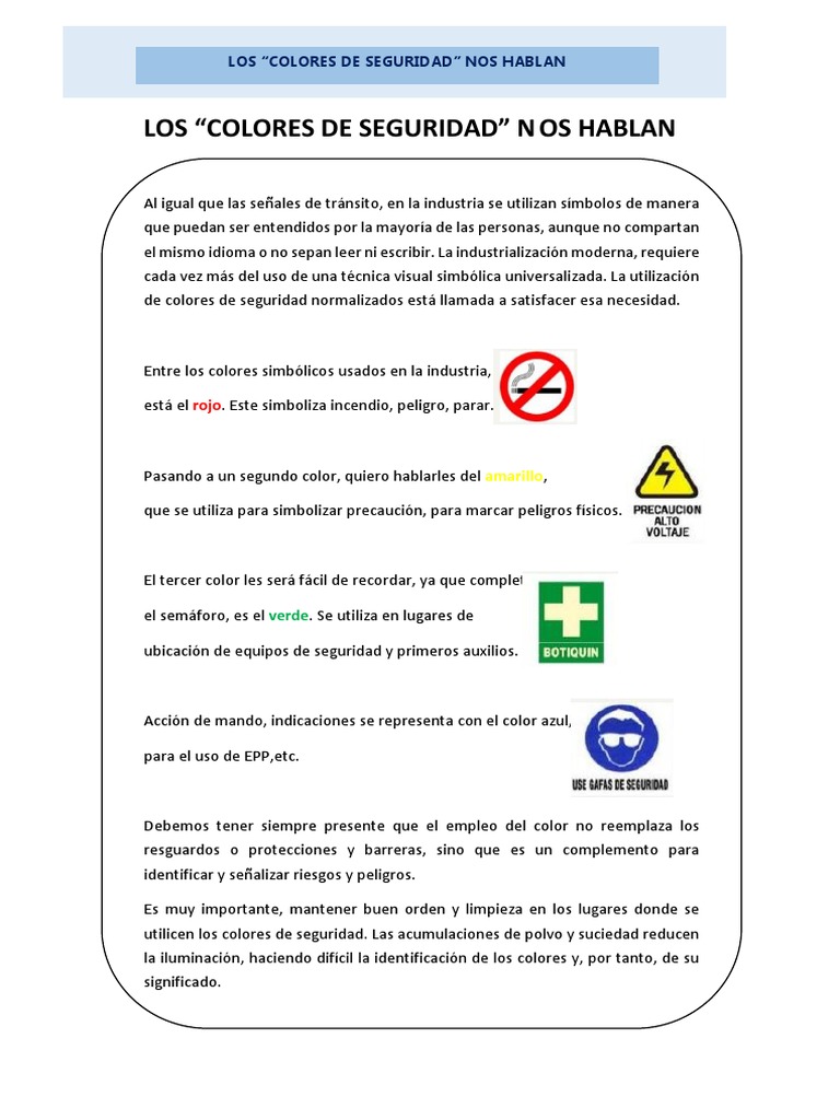 Los Colores de Seguridad Nos Hablan. | PDF