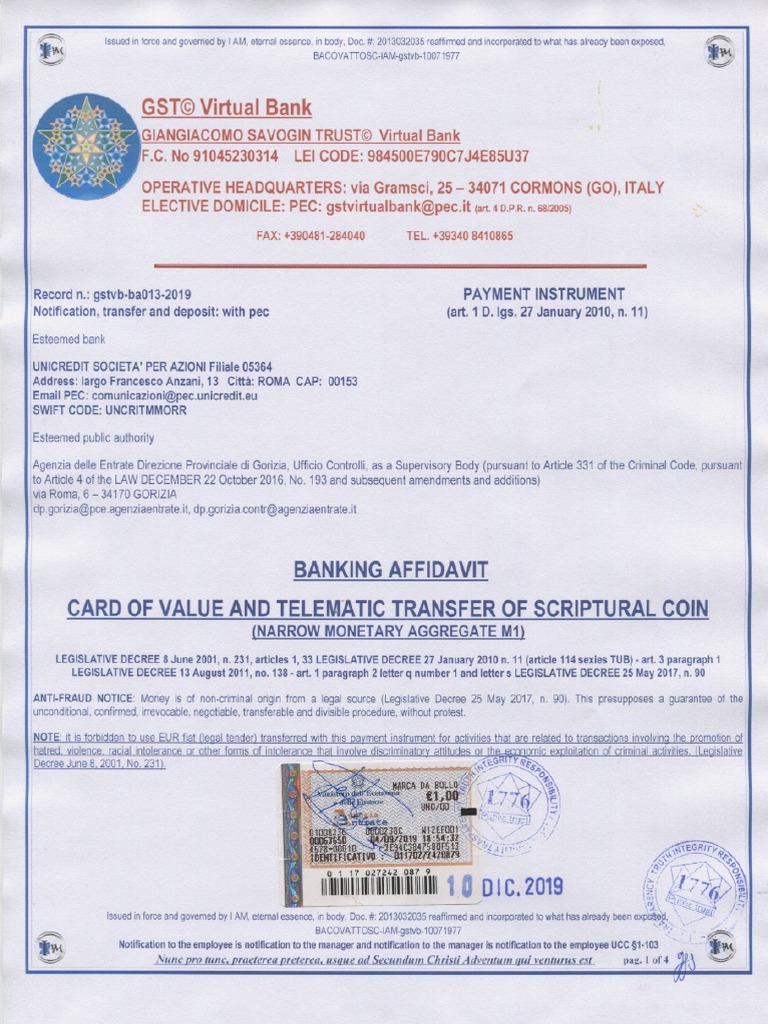 BANKING AFFIDAVIT GSTVB Ba013 2019 | PDF