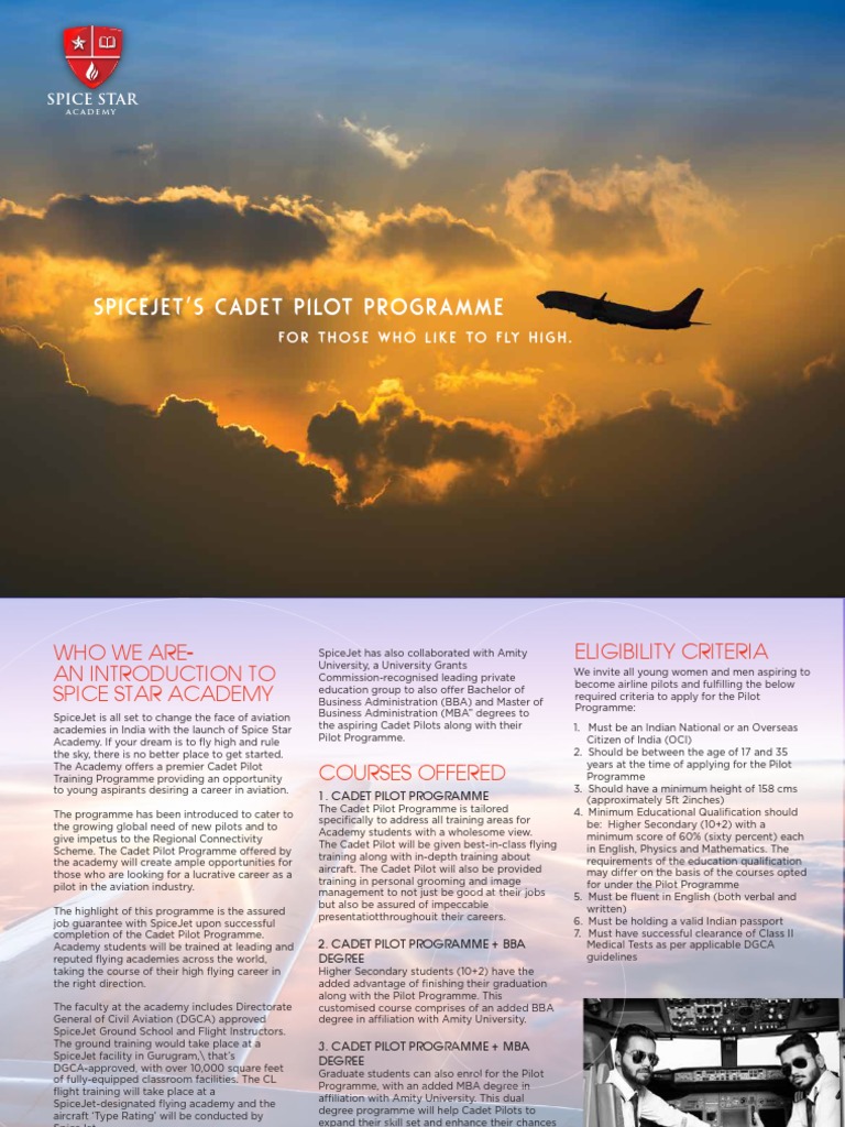 Cadet Pilot Training Program Overview: SpiceJet Introduces the Spice ...