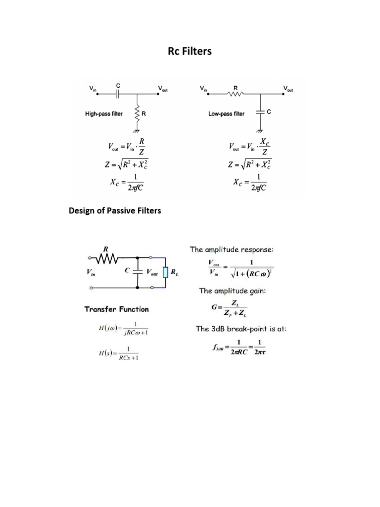 RC Filters: Design of Passive Filters | PDF