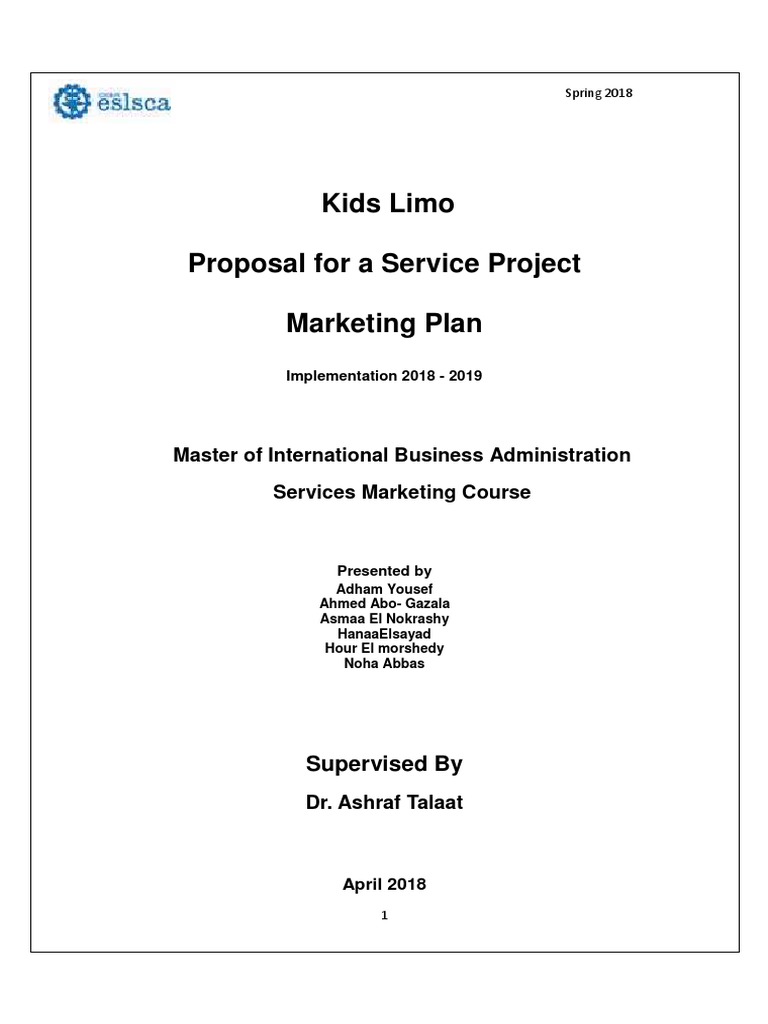 Kids Limo Proposal For A Service Project Marketing Plan | PDF | Public ...