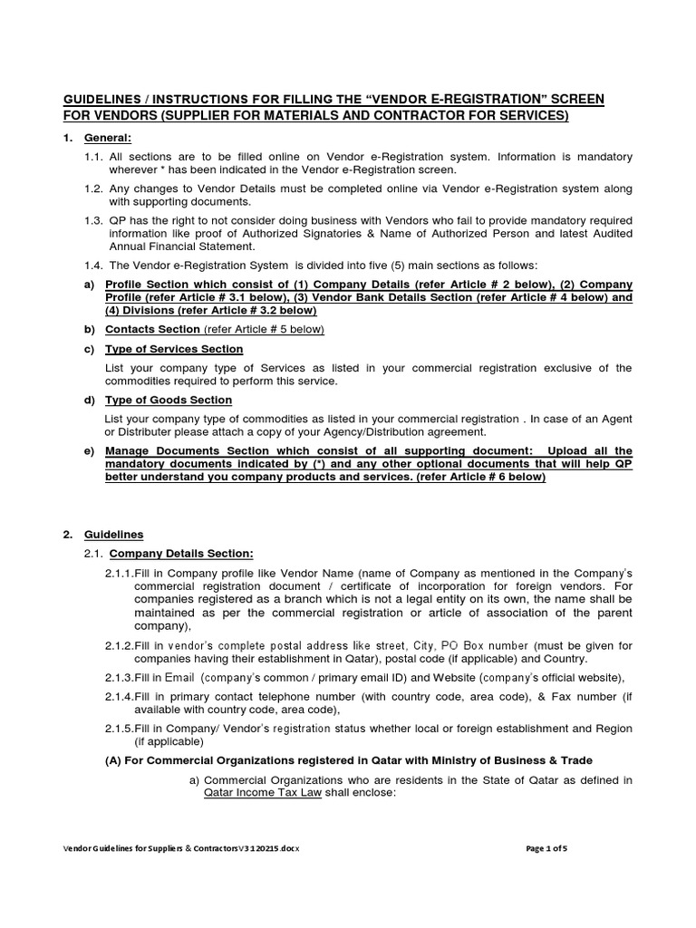 Vendor Guidelines | PDF | Invoice | Identity Document