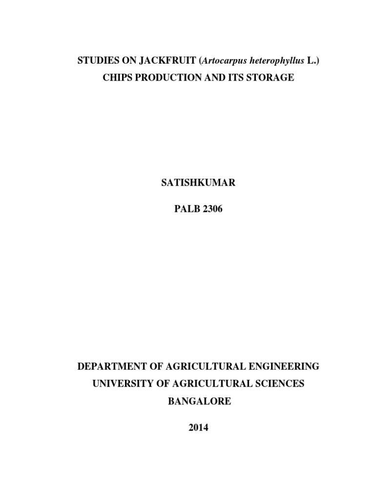 STUDIES ON JACKFRUIT (Artocarpus Heterophyllus L.) (PDFDrive) | PDF ...