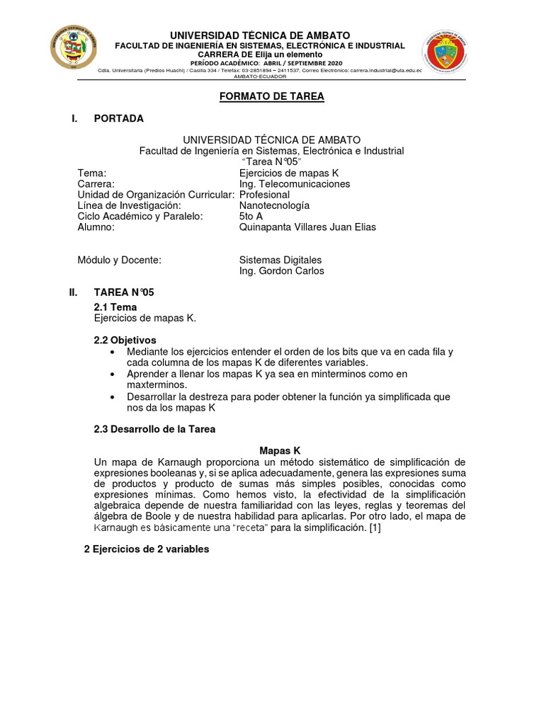 Ejercicios Mapas K | PDF | Álgebra de Boole | Enseñanza de matemática