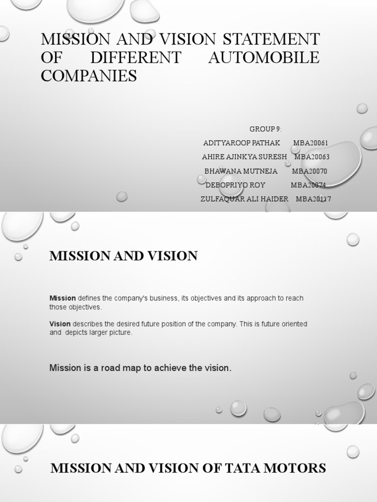 Mission and Vision Statement OF Different Automobile Companies | PDF ...