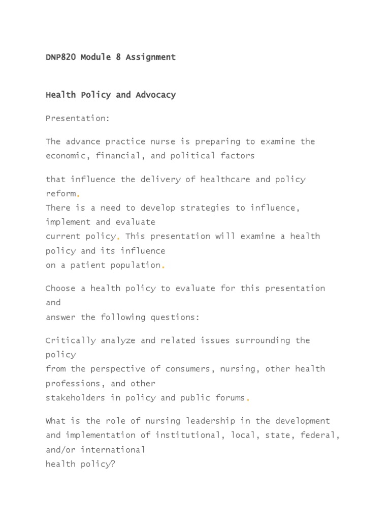 DNP820 Module 8 Assignment | PDF